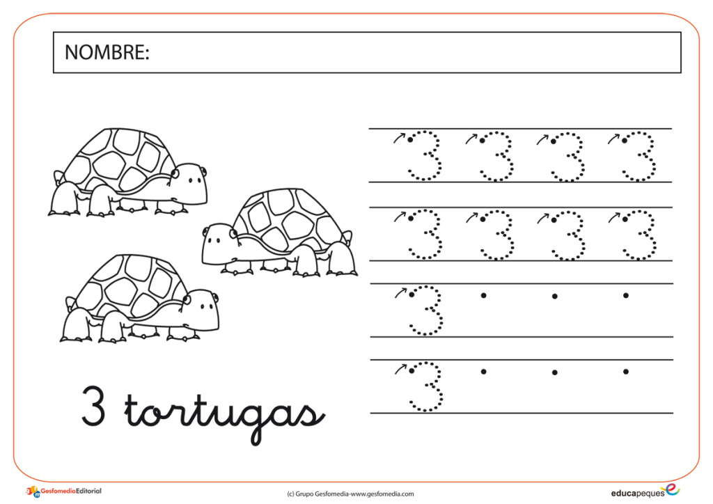 Aula de infantil. Cortiguera: El número TRES